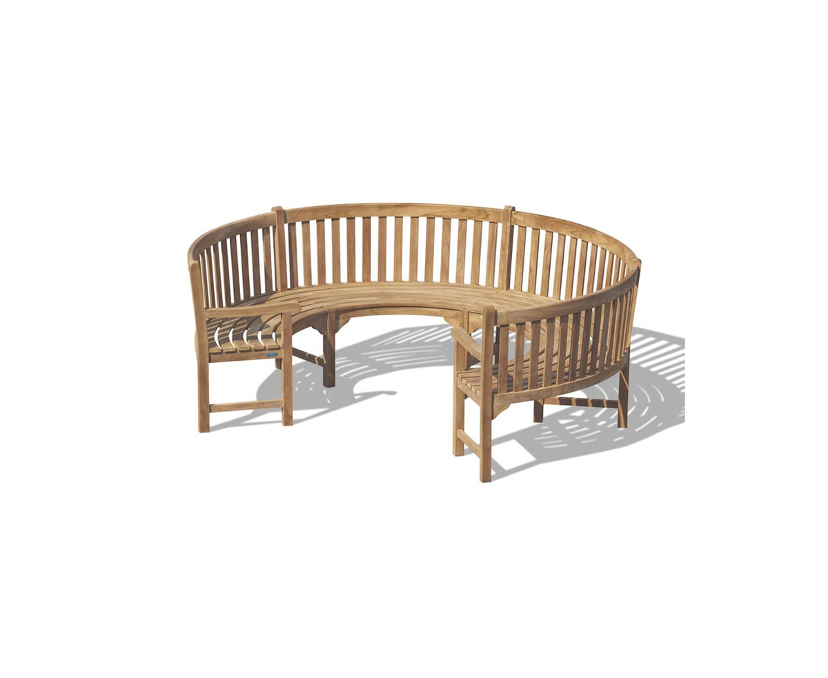 Henley Semi-Circular Curved Teak Bench with Arms – Whitakers Garden Centre