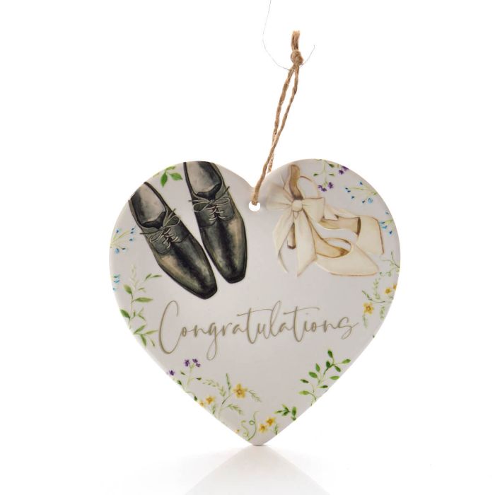 Ceramic Congratulations Bride And Groom Shoes Hanging Plaque ...